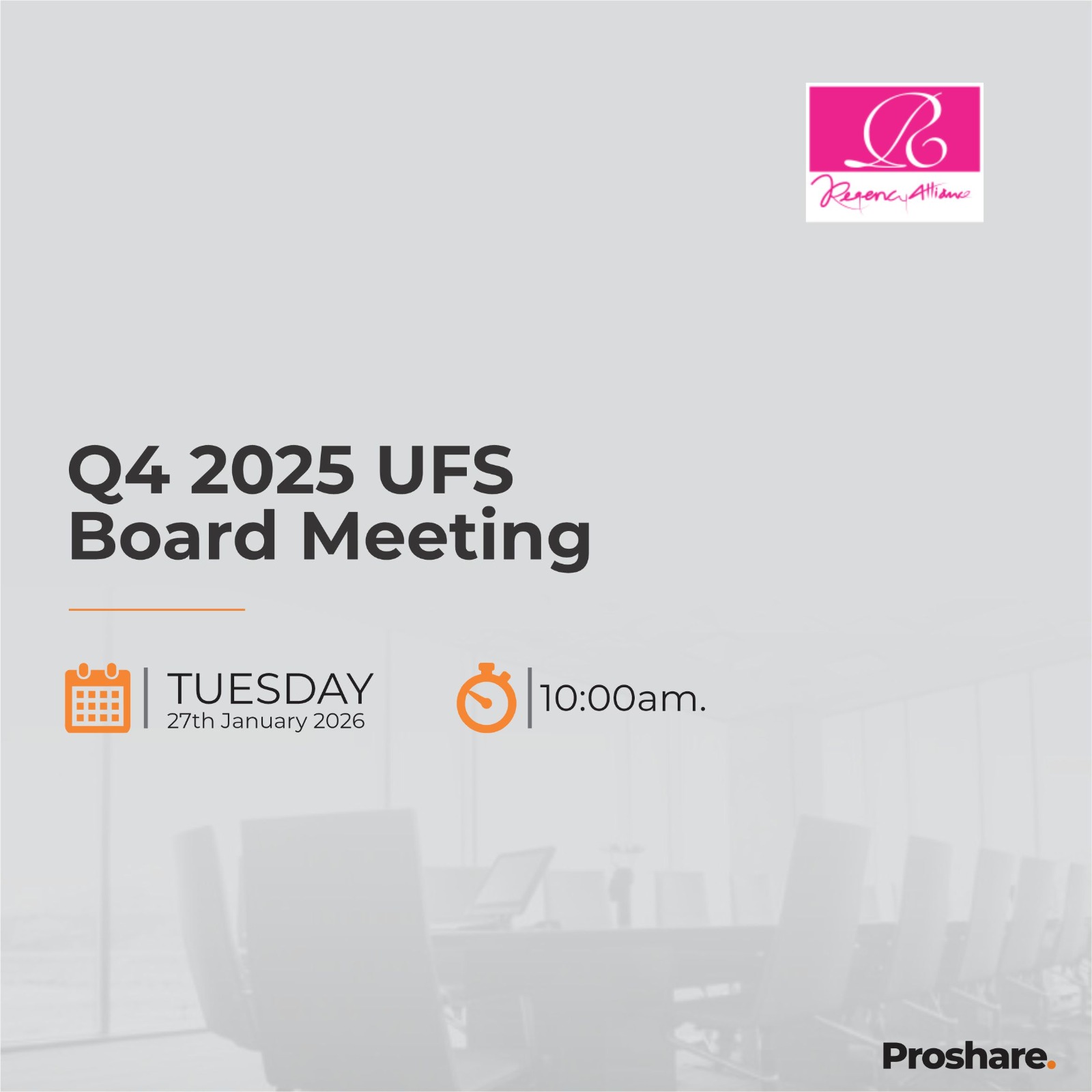 Regency Alliance Q4 2025 Board Meeting - Proshare